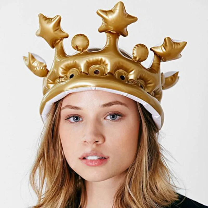 Inflatable-Gold-Crown-Kids-Adult-Birthday-Hats-Cap-King-Toy-Party ...