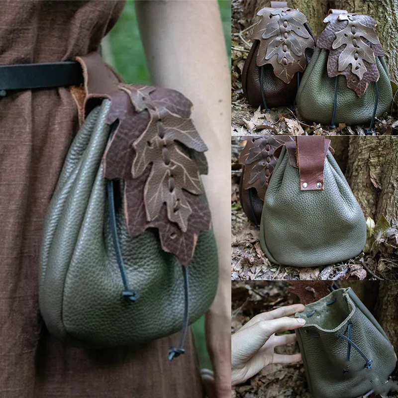 Medieval Elven Pouch Bag Woodland Elf Accessory Drawstring Coin Leather ...