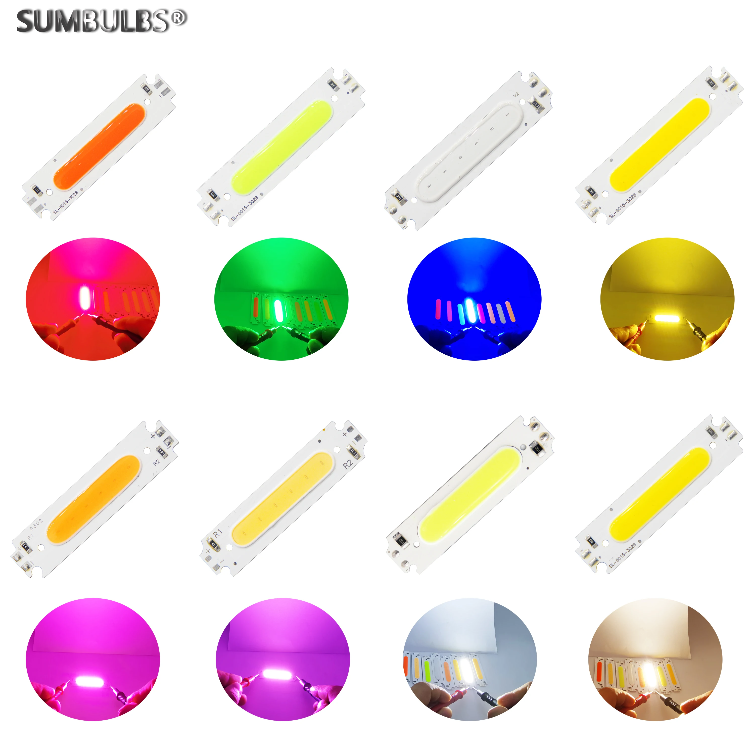 SUMBULBS 60*15mm LED COB Strip Light Source for module led 8 colors COB ...
