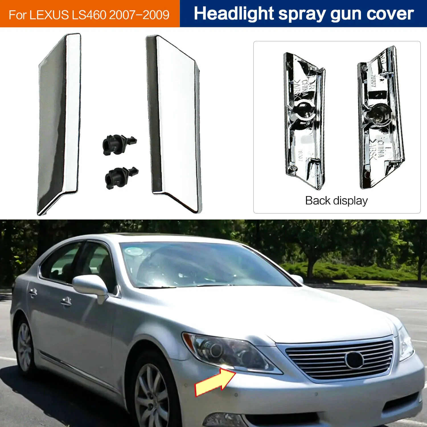 For-LEXUS-LS460-2007-2009-Headlight-Washer-Nozzle-Covers-85208-50030 ...