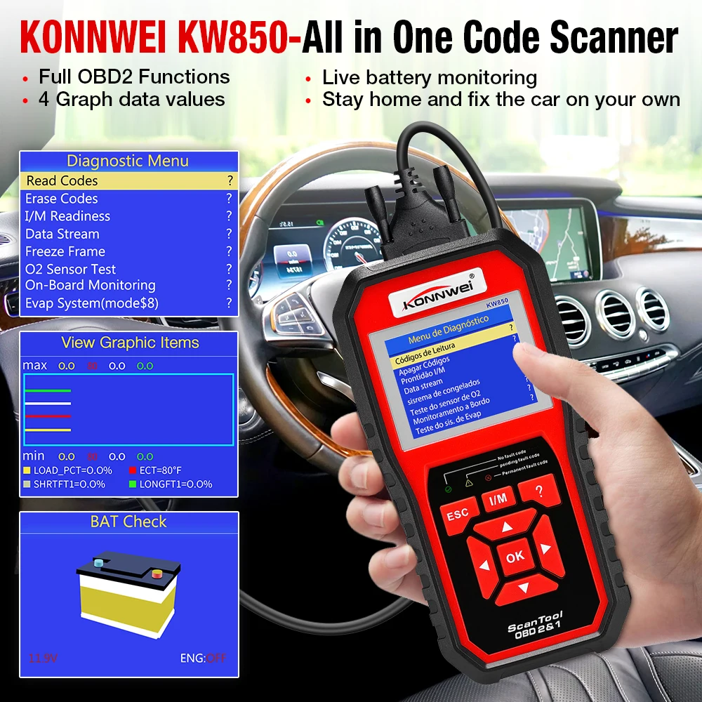 KONNWEI-KW850-obd2-Scanner-Multi-languages-Full-OBD-2-Function-Auto-Diagnostic-Tool-kw-850 ...