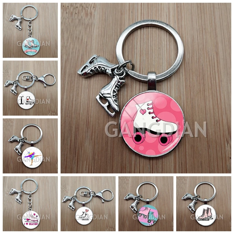 Glamour-skates-pendant-cartoon-roller-skate-figure-skater-keychain-art ...