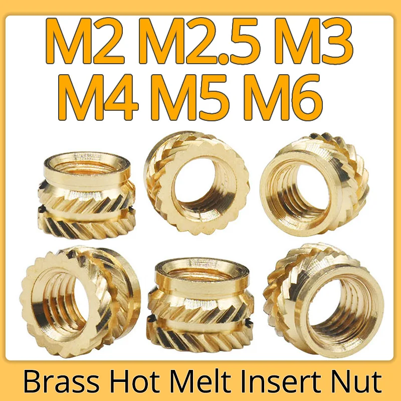 M2 M 2,5 M3 M4 M5 M6 Messing Hot Melt Einsatz Gerändelt Mutter Gewinde ...