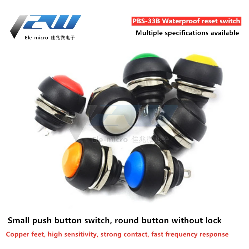 Push Button Switch | Pbs33b - 1pcs 2pin Mini Switch 12mm 1a Waterproof ...
