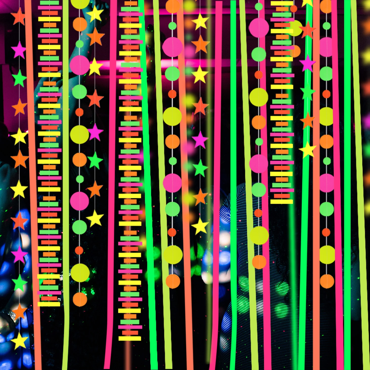 UV Glow Party Garlands Luminous Neon Streamer Black Light Reactive Glow ...