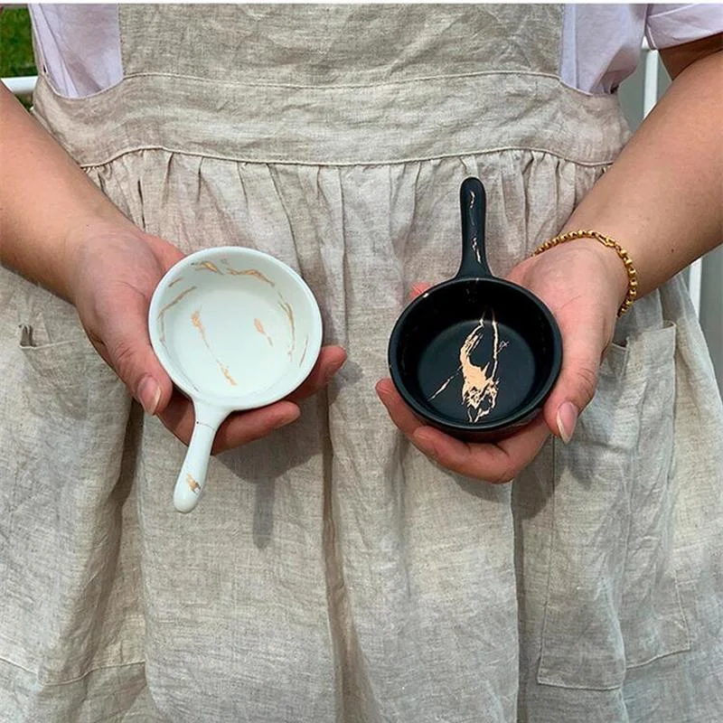 Ceramic-Sauce-Dish-Marbling-Snack-Black-Dipping-Plate-Seasoning ...