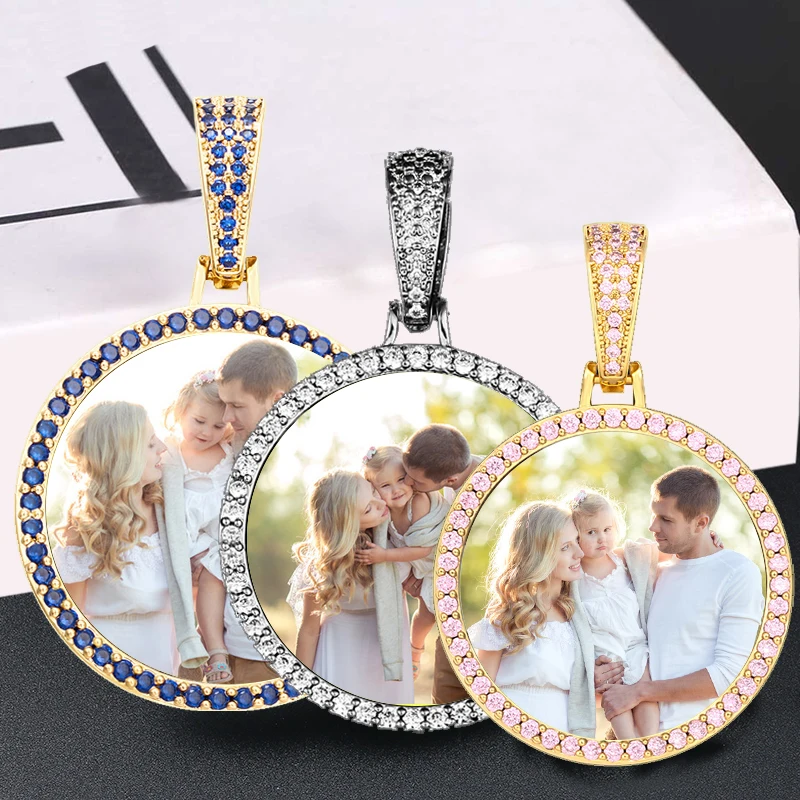 Round-Memory-Medallions-Custom-Photo-Pendant-Necklace-Men-Hip-Hop ...