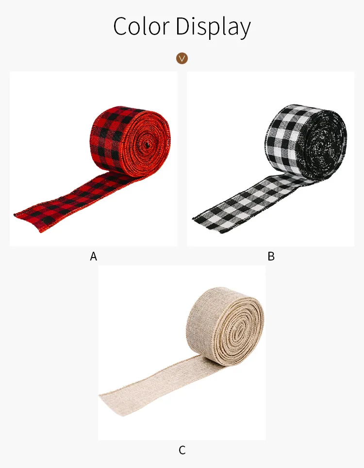 Coffret de décoration,Rubans de noël à carreaux rouges et noirs,2m ...