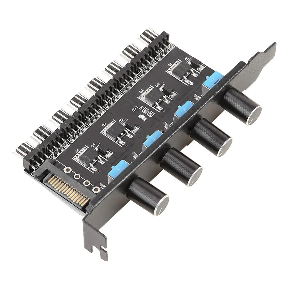 12v Computer Case Fan Hub Regulator 8 Way 4 Knob Sata/4pin Fan Speed ...