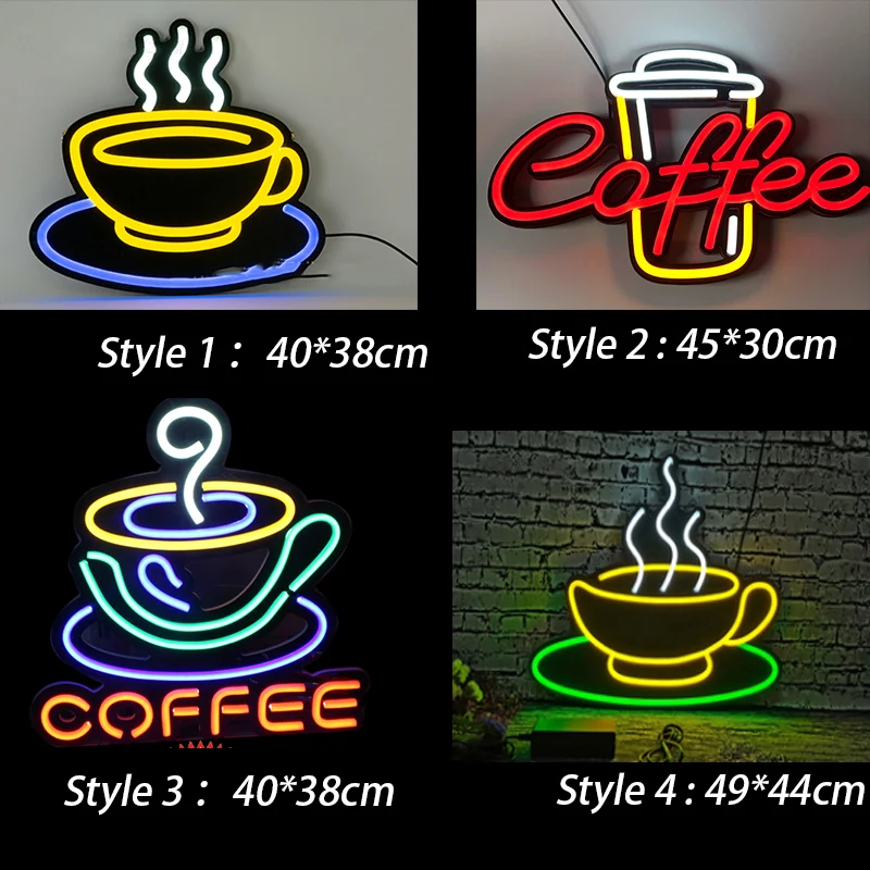 Letrero de luz LED personalizado para taza de café, letreros de neón ...