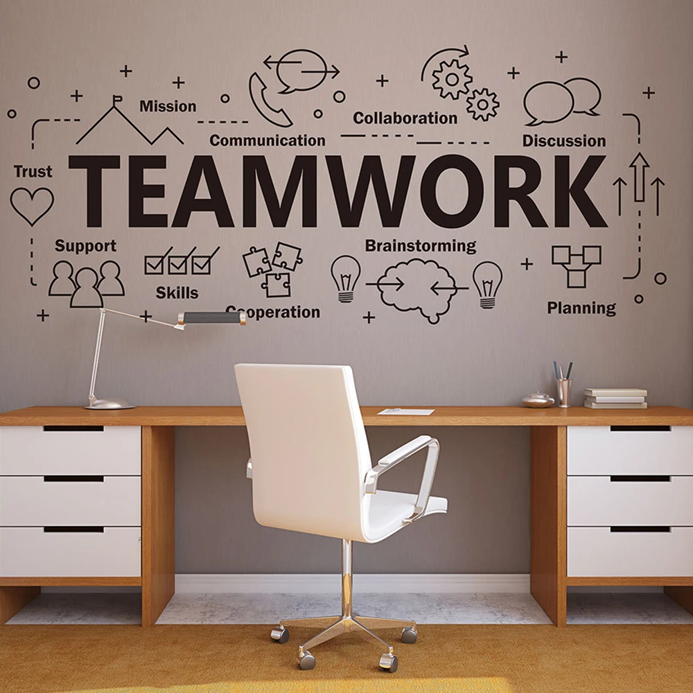Large Teamwork Office Wall Decal Inspirational Quote Teamwork ...
