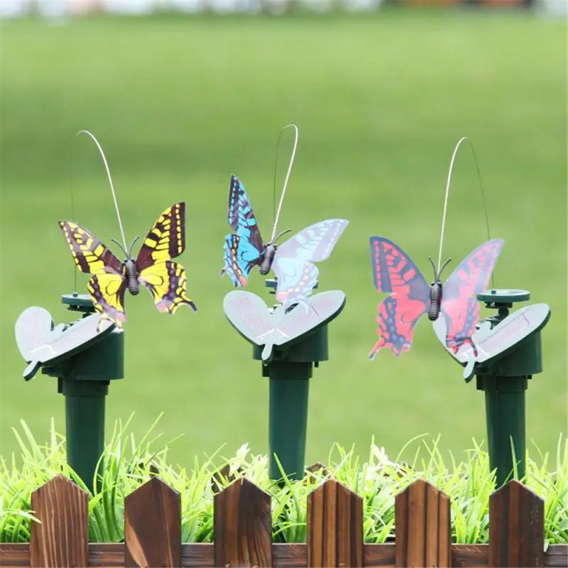 2021 New Plastic Solar Powered Flying Butterfly Bird Sunflower Yard ...