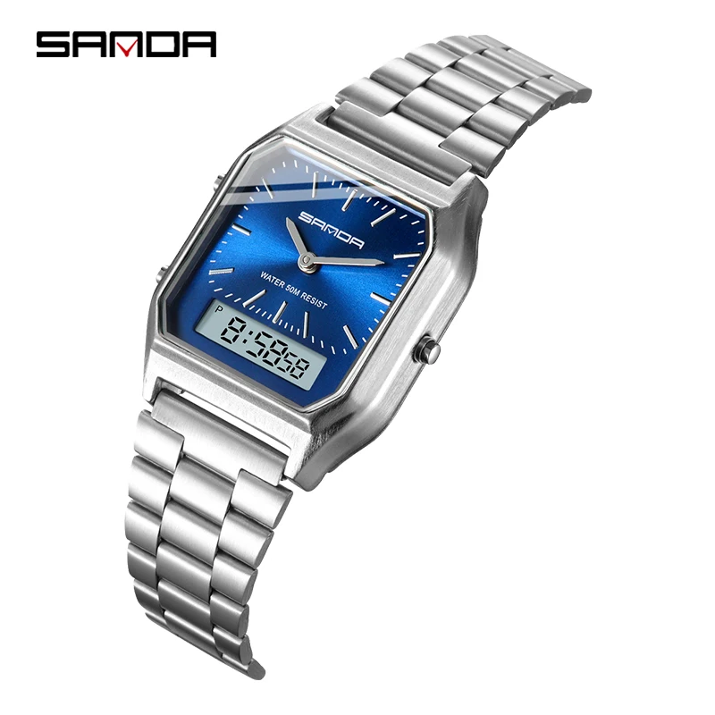 Fashion-Sanda-Brand-Men-Watches-Retro-Stainless-Steel-Band-Digital ...