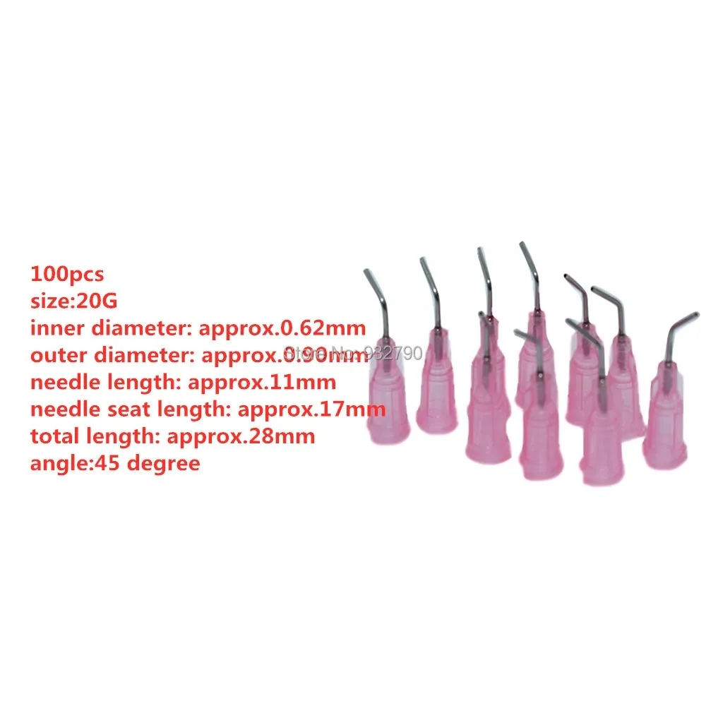 100pcs 20G Dispensing Needle 20 Gauge 45 Degrees Glue Adhesives Filling ...