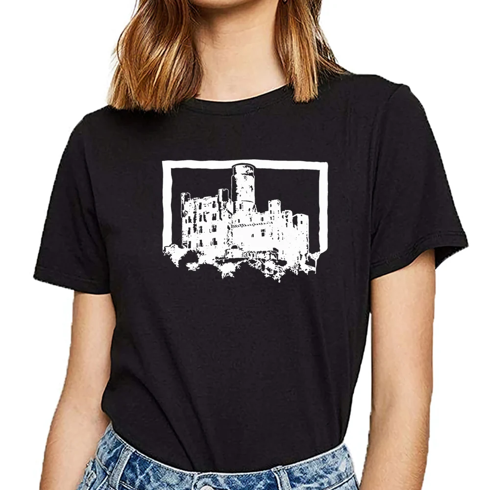 Tops T Shirt Women castle Casual Black Cotton Female Tshirt|T-Shirts ...