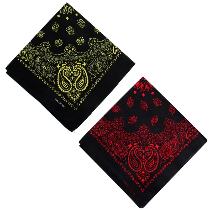 Unisex Cotton Square Bandanas Hip Hop Double Paisley Floral Print ...