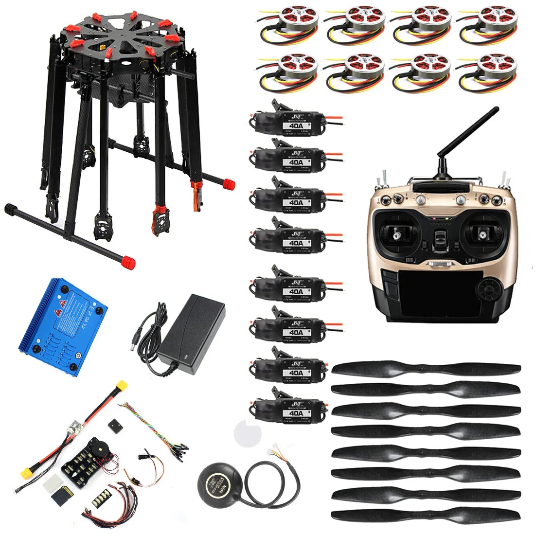 Diy Gps Drone Octocopter Tarot X8 Tl8x000 8-axle Folded Frame 350kv 40a ...