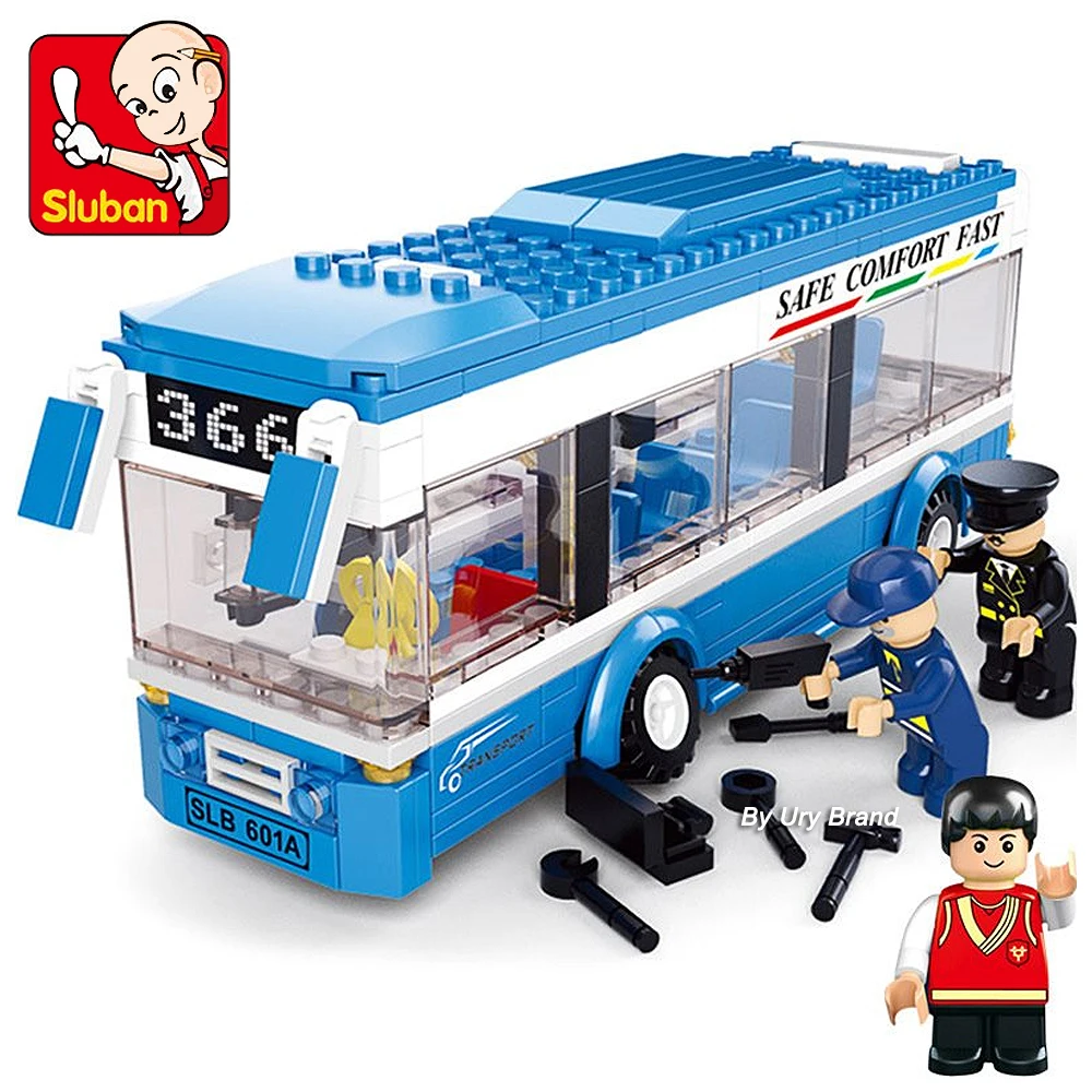 Sluban City Series Blue Passenger Bus Single Deck Public Car Set ...