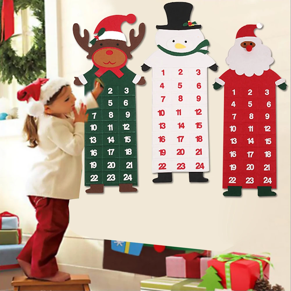 Refillable Advent Calendar Felt Gray Christmas Santa Advent Calendars ...