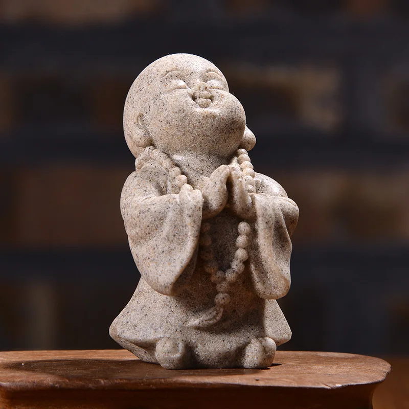Strongwell Cute Little Monk Statue Sandstone Adorable Chinese Buddha ...