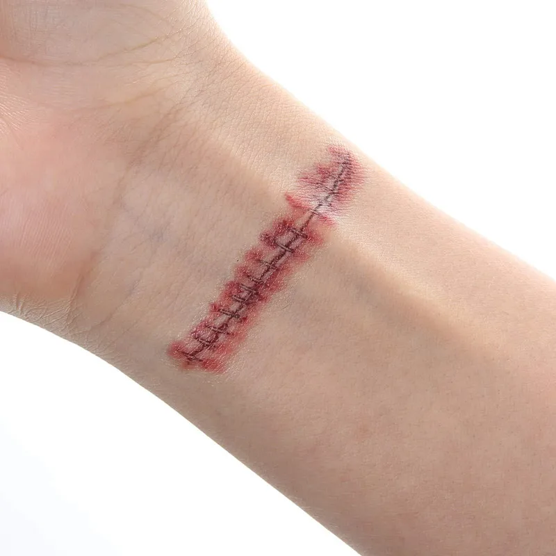 Waterproof Temporary Tattoo Sticker Halloween Terror Wound Realistic ...