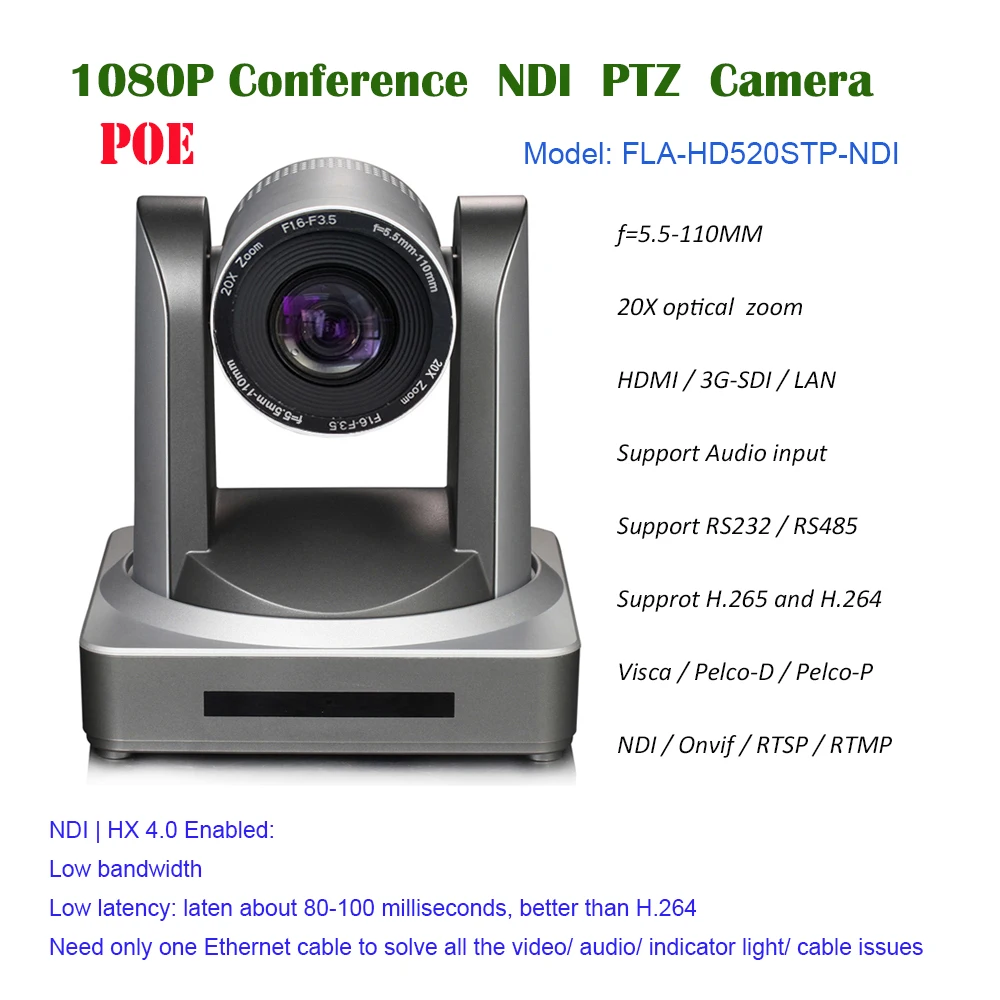 2MP HD 20x Zoom Broadcasting Live Streaming Video Conference NDI IP POE ...