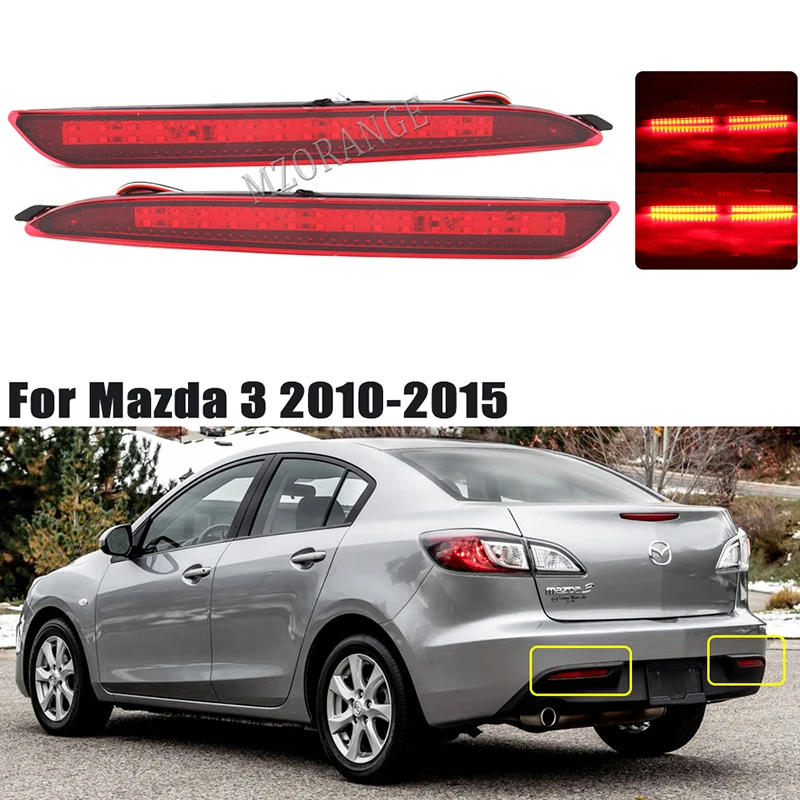 2PCS LED Car Reflector Tail Brake Lights For Mazda 3 2010 2011 2012 ...