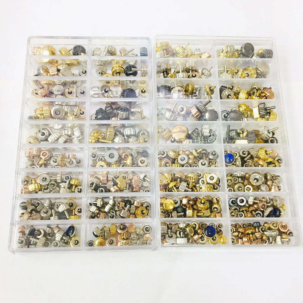 150-160pcs/Box Watch Crown Spare Parts, Silver Bronze Copper Assorted ...