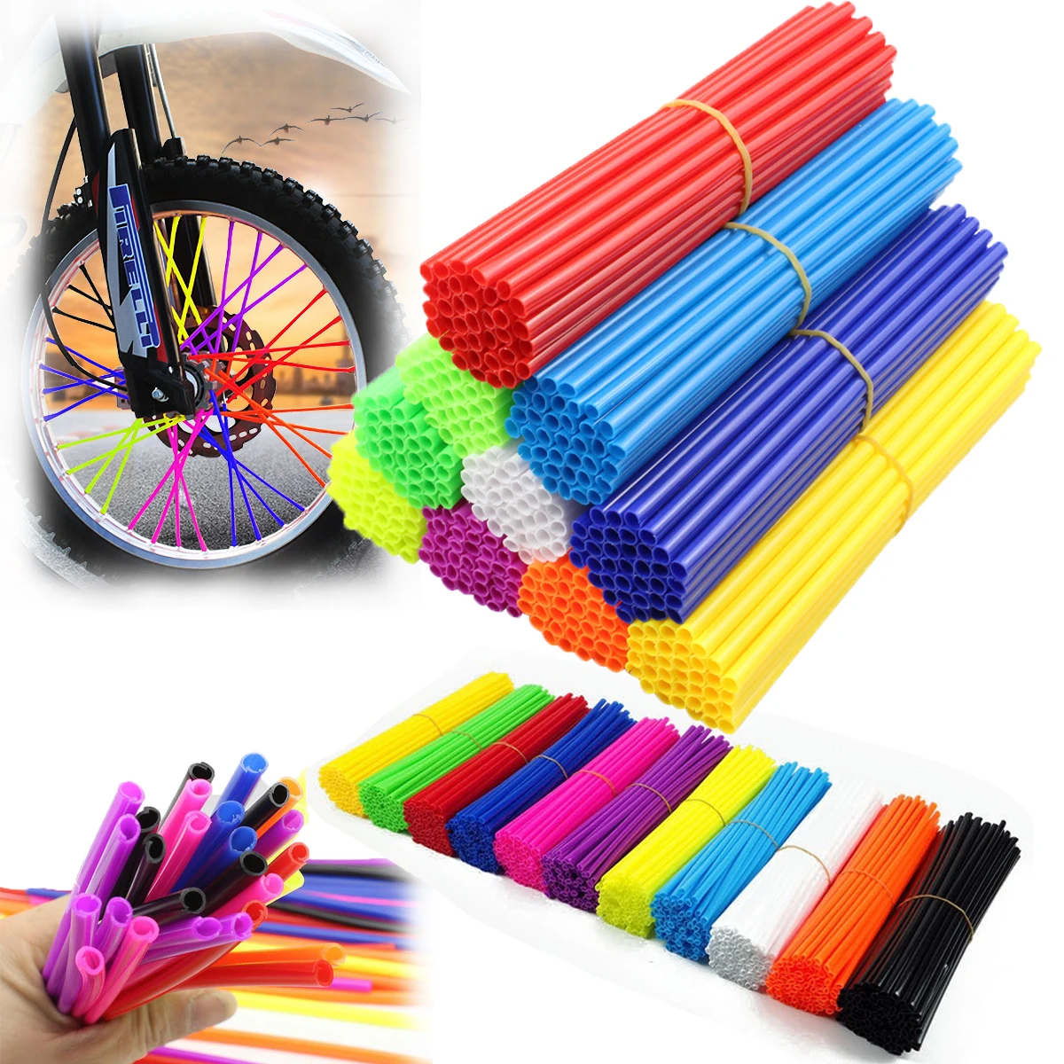 10pcs 170Mm 240mm Motorcycle Wheel Spoked Protector Wraps Rims Skin ...