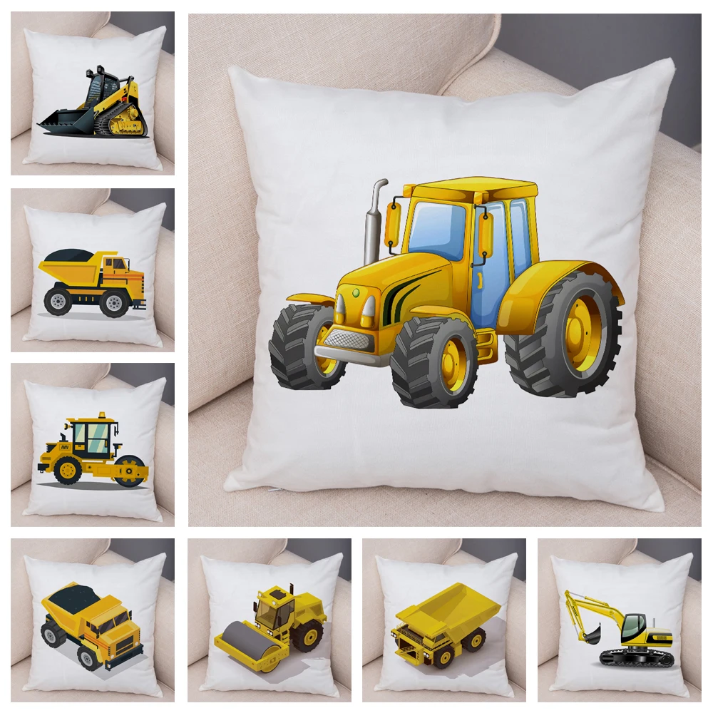 Cartoon-Excavator-Bulldozer-Cushion-Cover-for-Sofa-Home-Children-Room ...