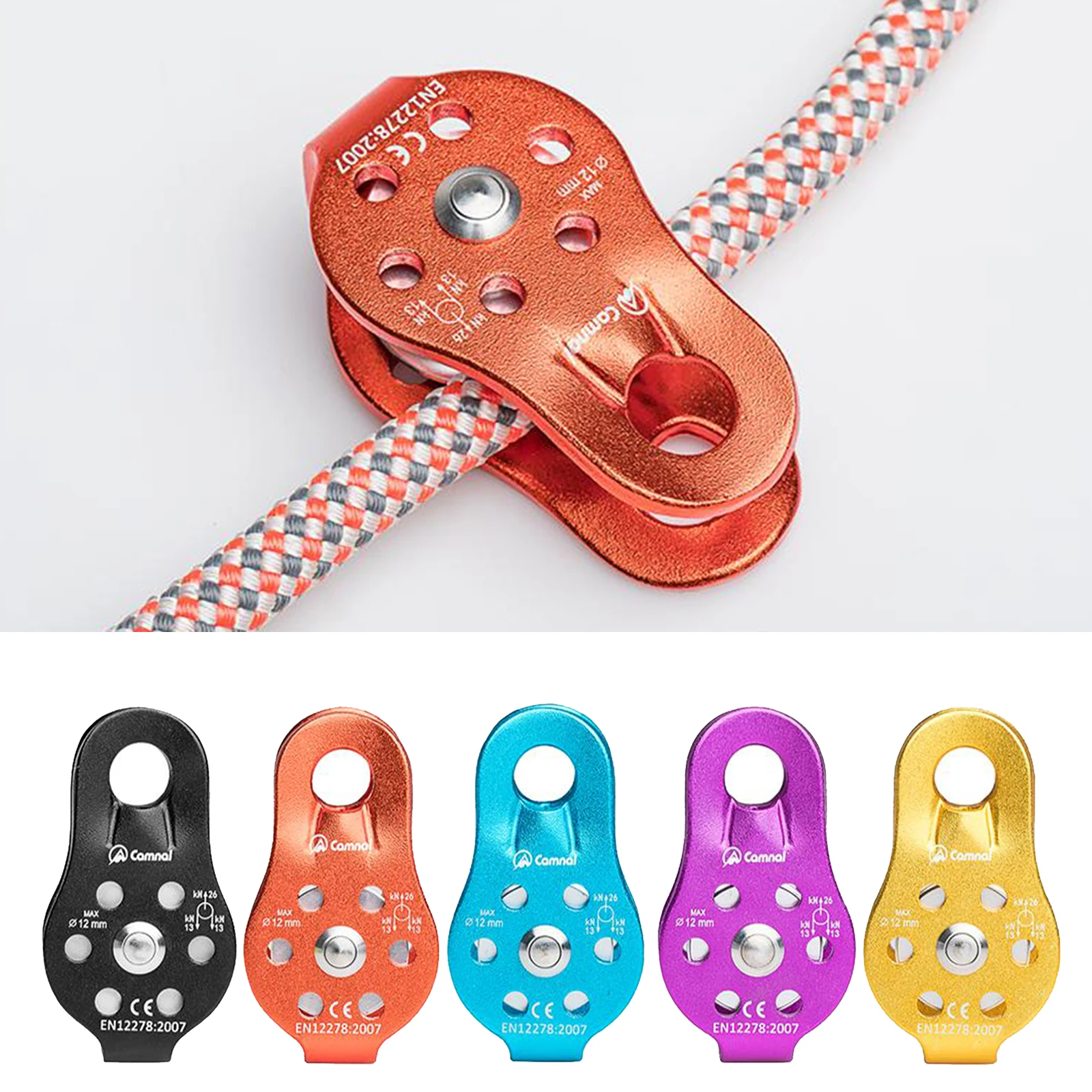26KN Outdoor Caving Lifting Rock Climbing Fixed Rope Pulley Equipment ...