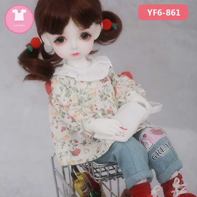 BJD SD Doll Clothes 1/6 Outfit Pink Dresses Plaid aprons Anime uniforms ...