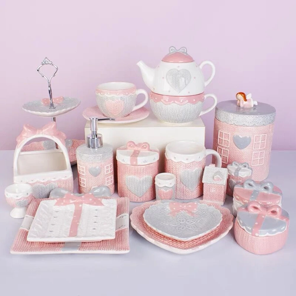 Cute Pink Mug Creative Ceramic Heart-shaped Coffee Cup With Lid Home ...