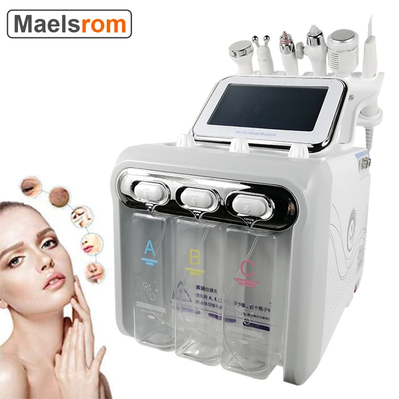 Hydrogen Oxygen Facial Machine 6 in 1 Vacuum Face Cleaning Hydro Water ...