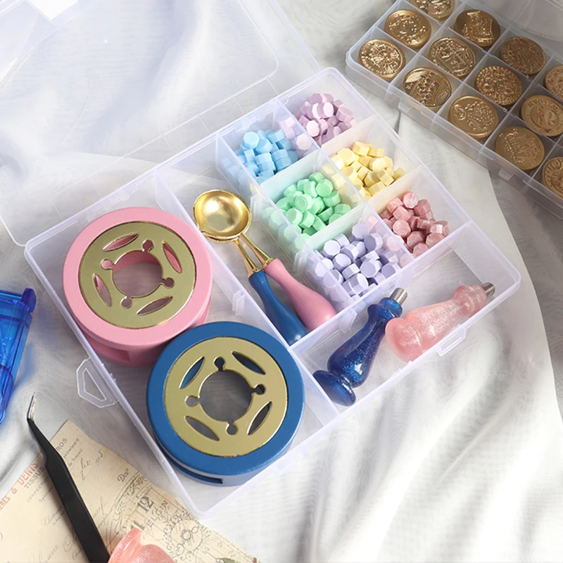 Wax-Seal-Box-Set-Retro-Mixed-Transparent-Storage-Box-Sealing-Wax-Beads ...