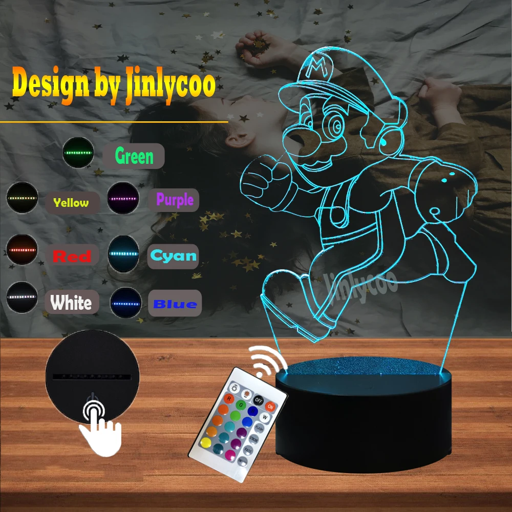 Game Super Mario 3D LED Night light Table Lamp USB Charge Battery ...