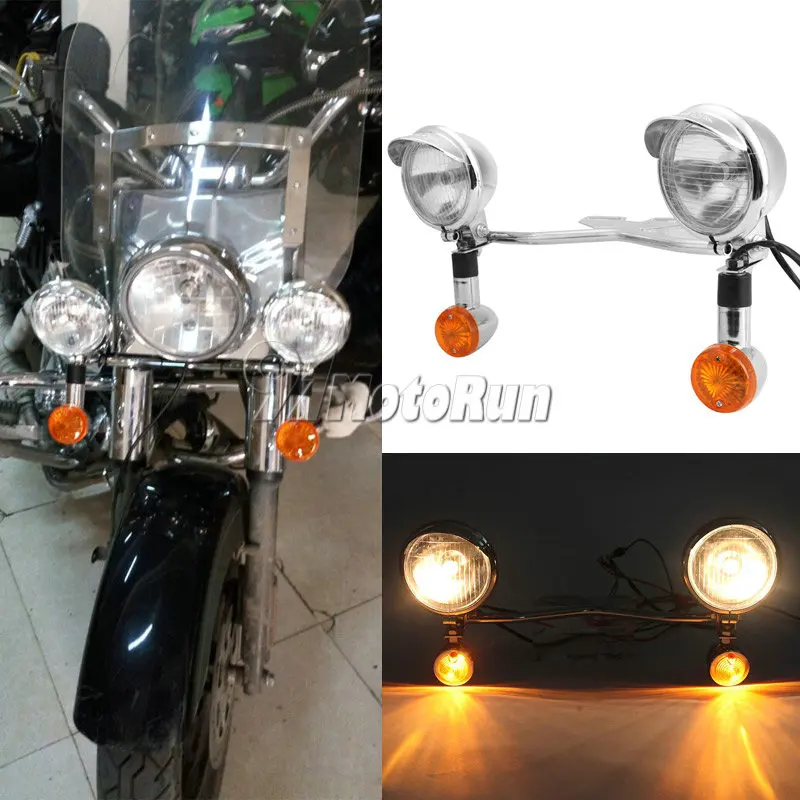 Motorcycle Passing Lights Bar w/ Turn Signals Set For Suzuki Boulevard M109R M50 M90 M95 C109R ...