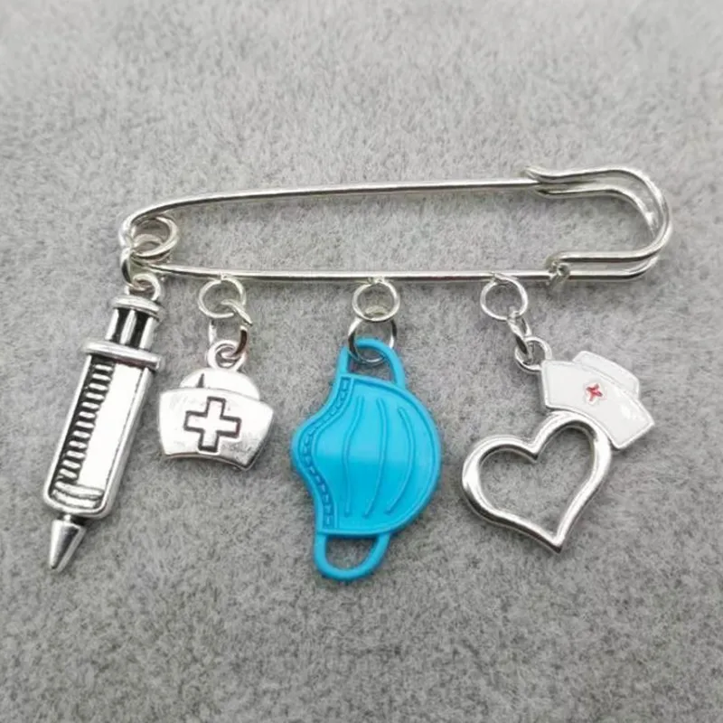 BROCHE,Golden-2-blue-3--Broche à la mode pour médecin, outil médical ...