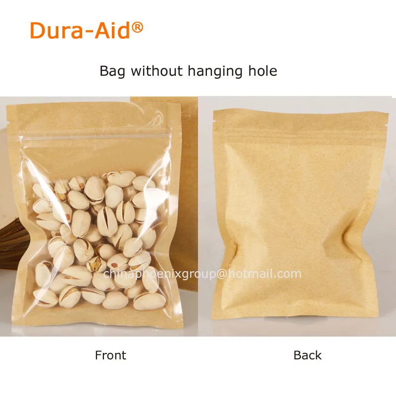 Front Clear Back Brown Kraft Paper Plastic Zipper Bags Zip Lock Ziplock ...
