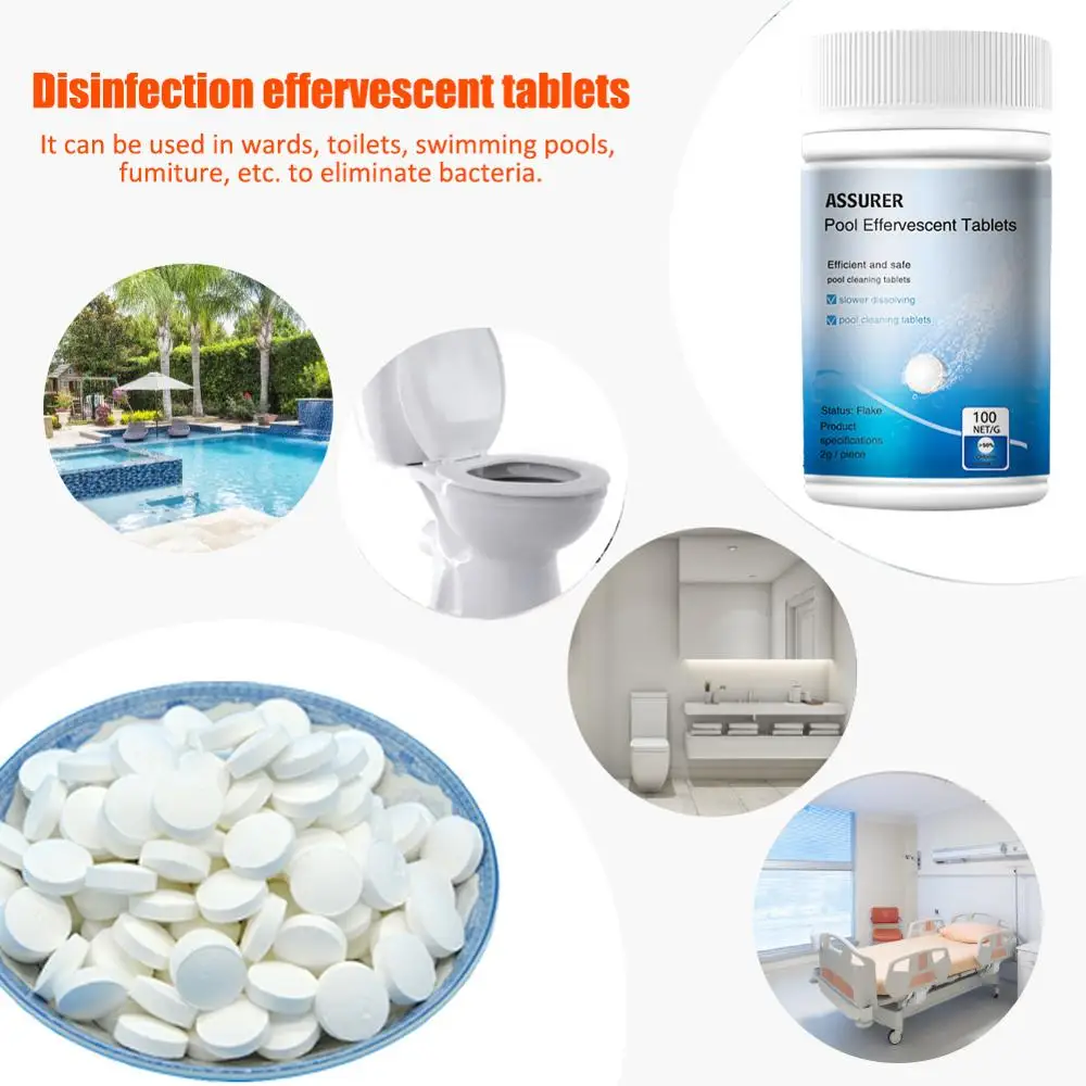 1 Bottle 100Pcs Multifunctional Swim Pool Cleaning Effervescent Stain ...