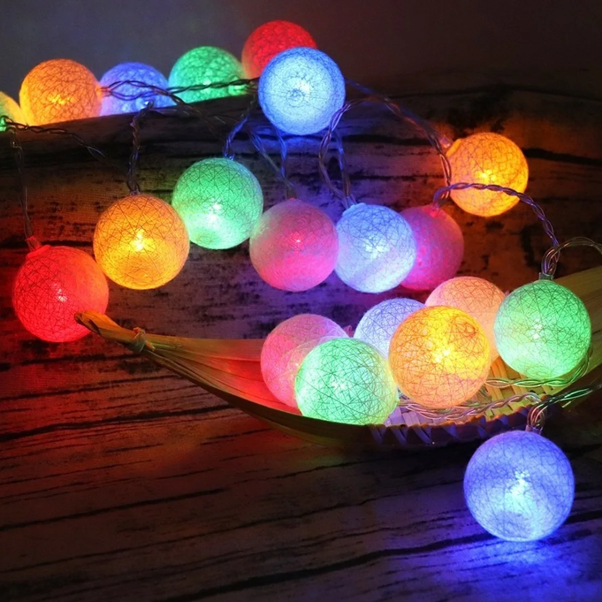 Guirnalda de luces Led de algodón con bolas, guirnalda USB, lámparas de ...