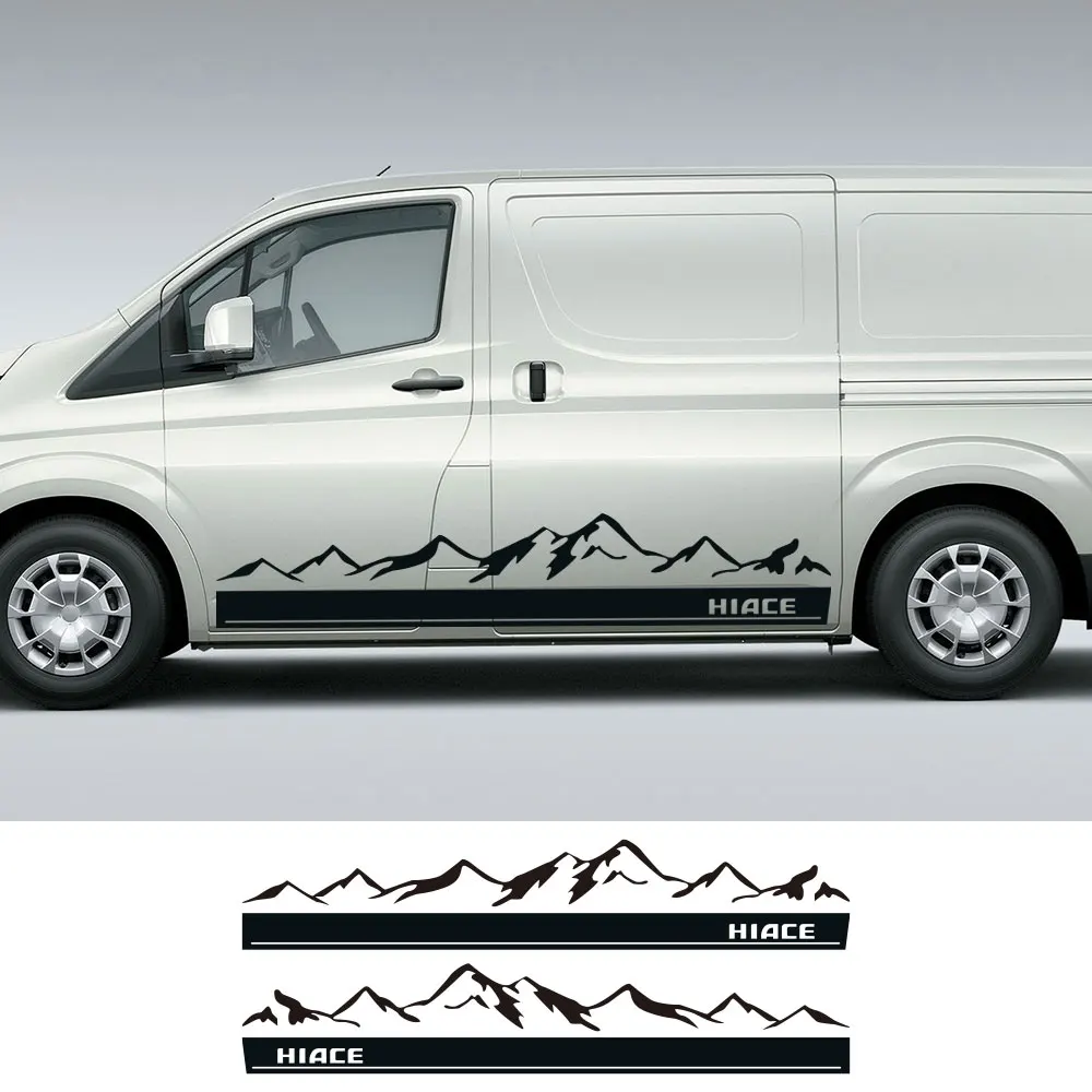 2PCS-Car-Stickers-For-Toyota-Hiace-200-300-Camper-VAN-Mountain-Stripes ...