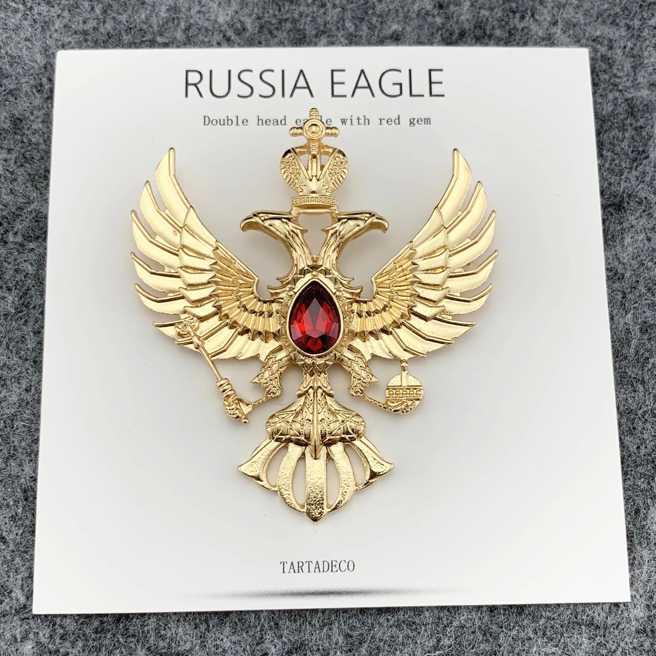 Russia Double Head Eagle Badges Plating Gold Brooch Pins With Gem ...