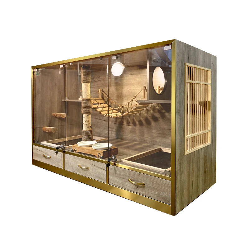 Customized Solid Wood Cat Cabinet Pet Shop Display Cabinet Feeding ...