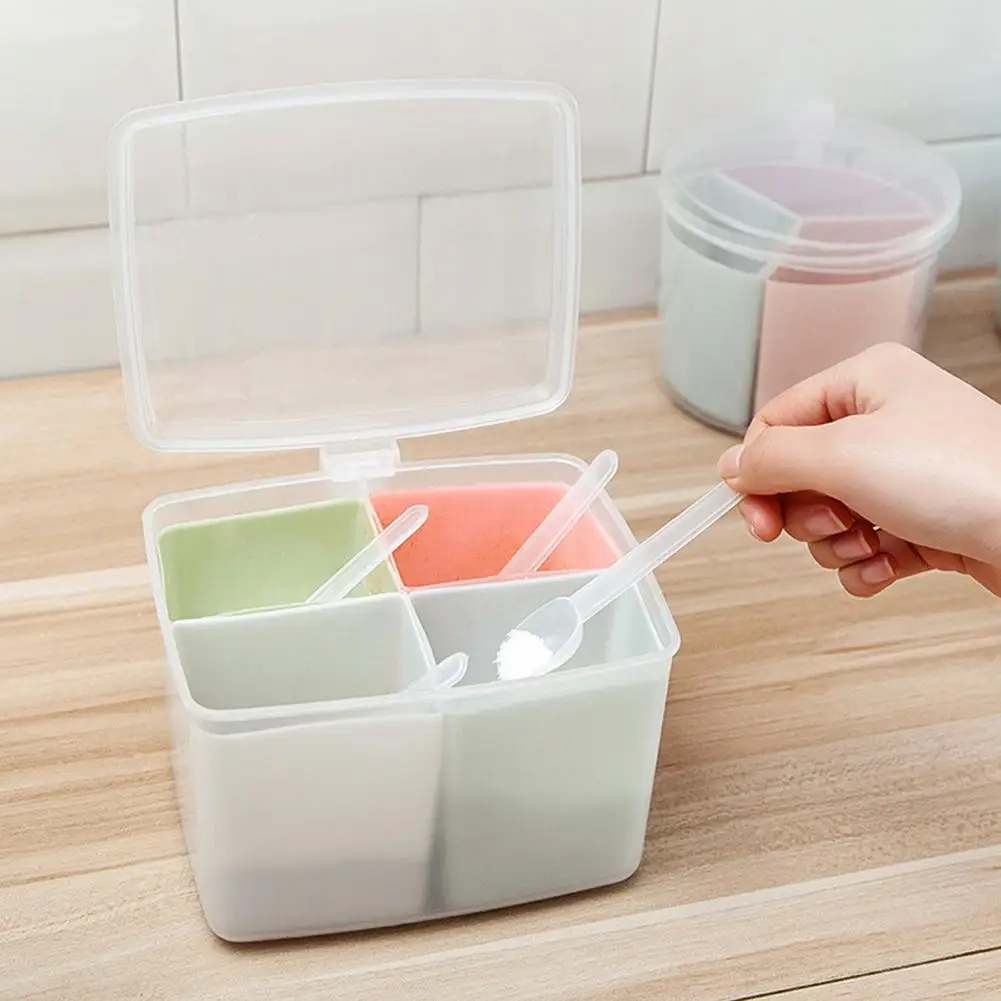 3/4 Grids Split Seasoning Box Circle Lid Combination Container Kitchen ...