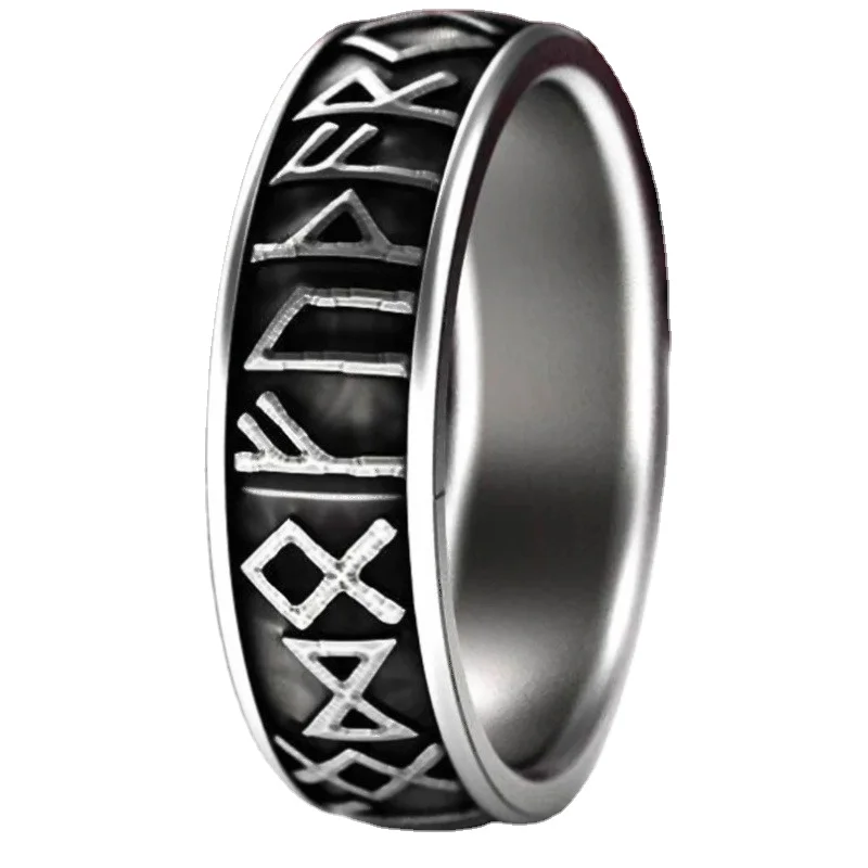 Nordic Viking Stainless Steel Ring | Ring Runes Stainless Steel Symbols ...