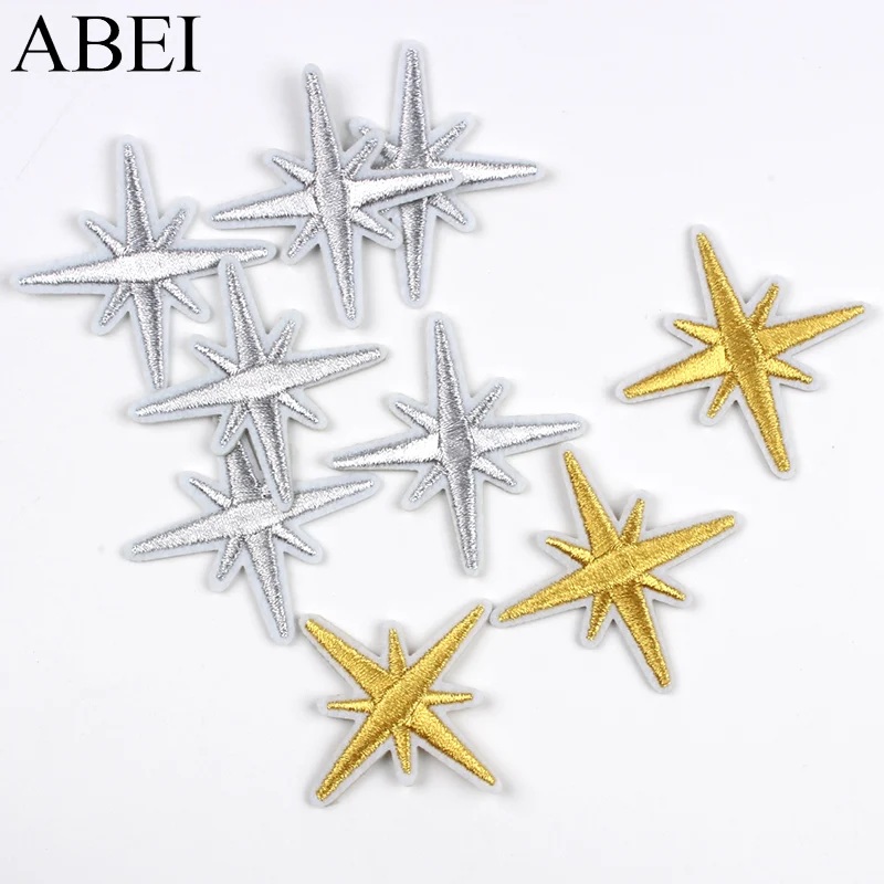 10pcs-Embroidery-Gold-Silver-Star-Patch-Iron-On-Sew-On-Stickers-DIY ...