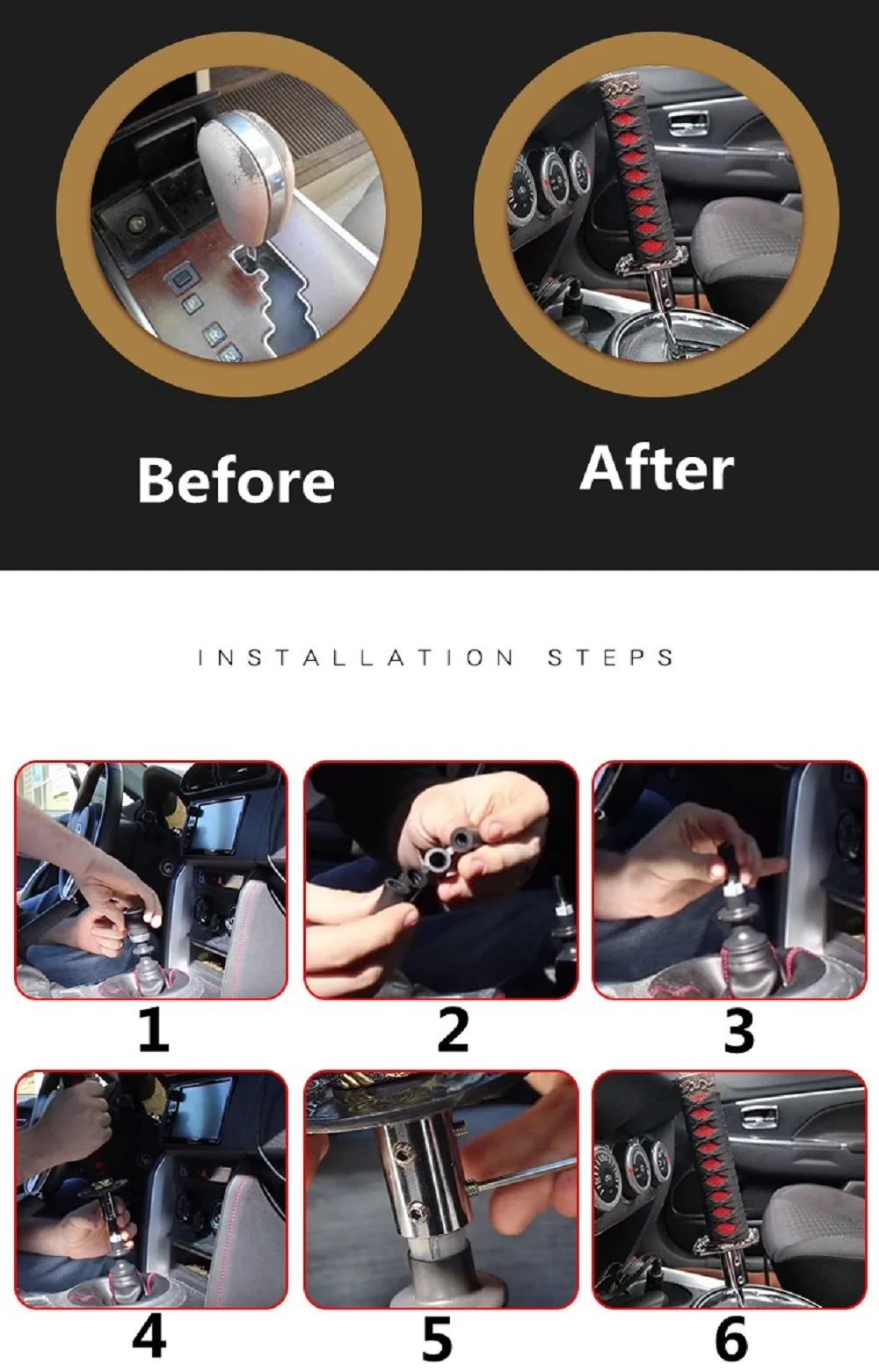 Levier-pommeaux,Pommeau de levier de vitesse automatique universel Long ...