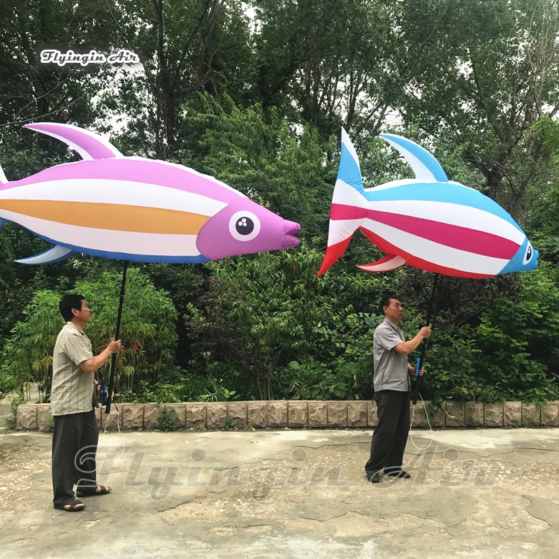 Parade Performance Walking Inflatable Fish Balloon 2m Colorful Holding ...