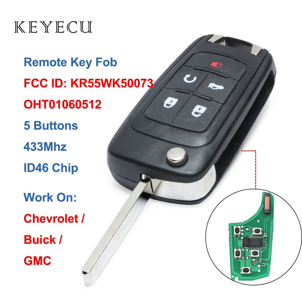 Keyecu-5-Buttons-Flip-Remote-Car-Key-Fob-433Mhz-ID46-Chip-for-Chevrolet ...